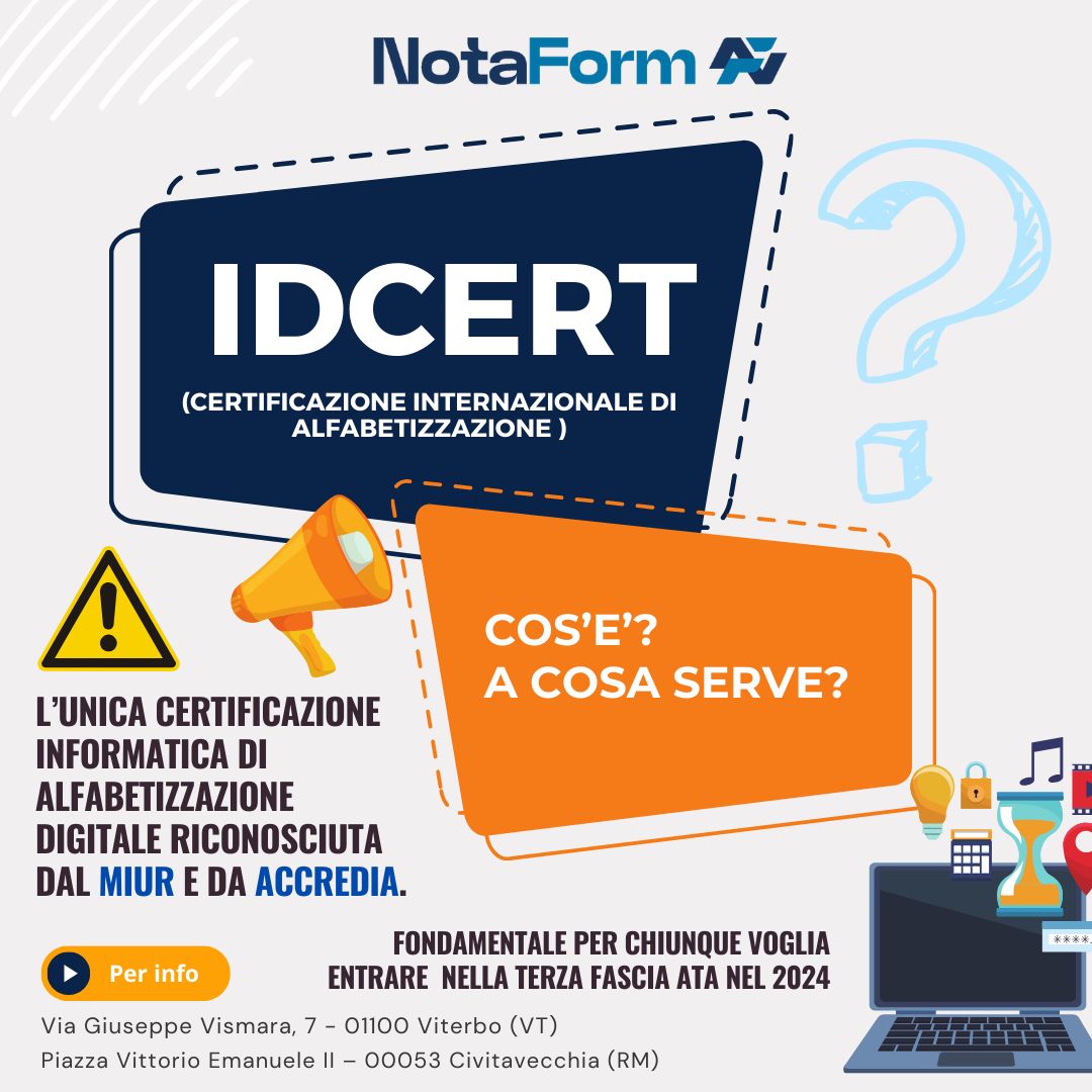 Certificazioni Informatiche di Alfabetizzazione Digitale IDCERT ... Certificazioni Informatiche di Alfabetizzazione Digitale IDCERT ...